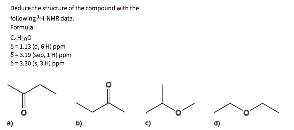 deduce the structure of the compound with the following h nmr data ...