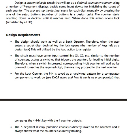 Design a sequential logic circuit that will act as a decimal countdown ...