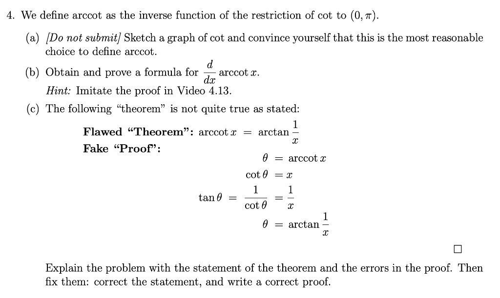 Arccot Function Graph