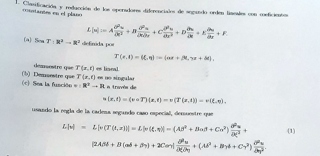 clasificacion y reduccion de los operadores diferenciales de segundo ...