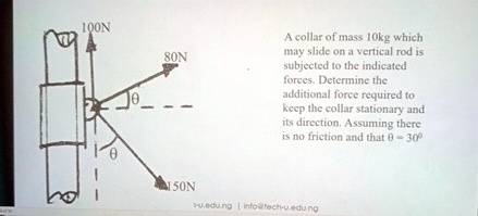 100n 80n a collar of mass 10kg which may slide on a vertical rod is ...