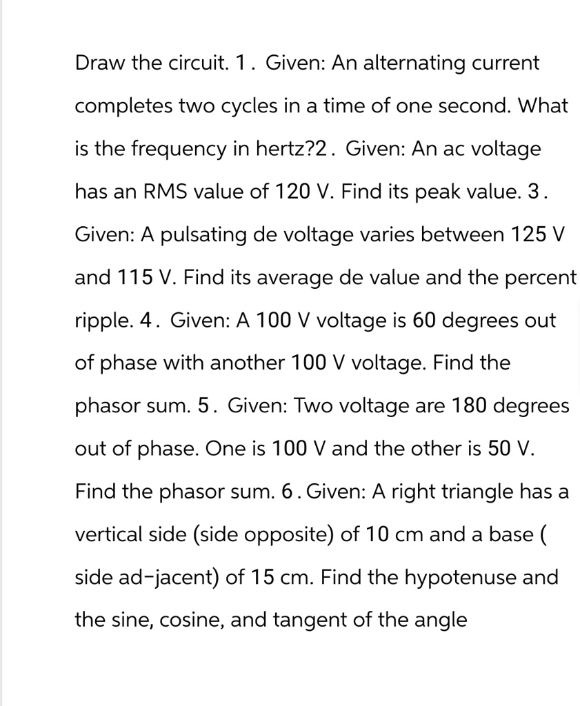 draw the circuit 1 given an alternating current completes two cycles in ...