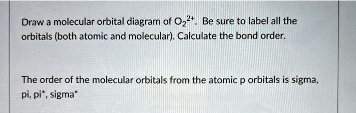 SOLVED: Draw a molecular orbital diagram of 022+ Be sure to label all ...