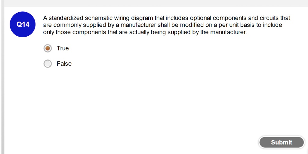 Q14 A standardized schematic wiring diagram that includes...
