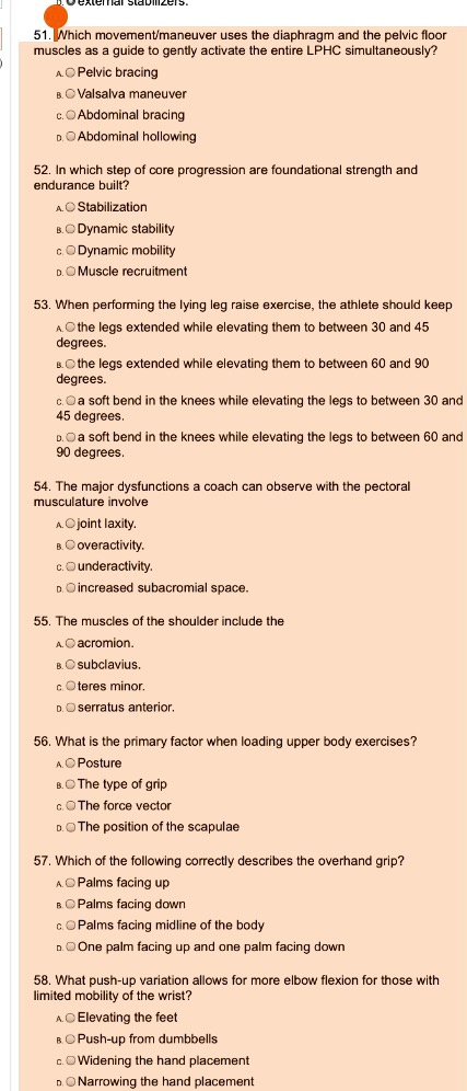 51. Which movement/maneuver uses the diaphragm and the pelvic floor ...