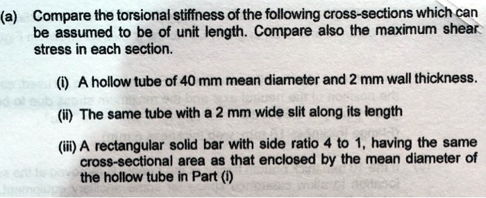 SOLVED: Compare the torsional stiffness of the following cross-sections ...