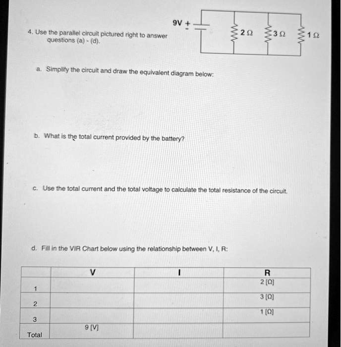 SOLVED: Use the parallel circuit pictured right to answer questions (a ...