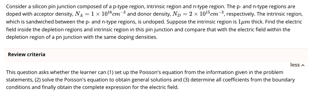 Consider a silicon pin junction composed of a p-type region, intrinsic ...