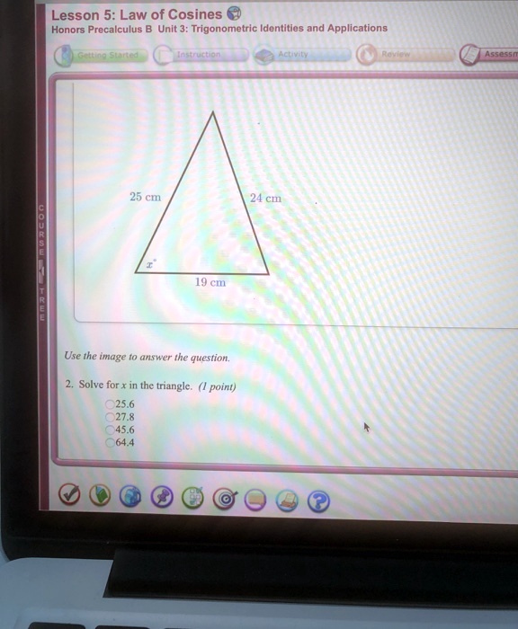 SOLVED:Lesson 5: Law of Cosines Honors Preca Iculus Unit Trigonometric ...