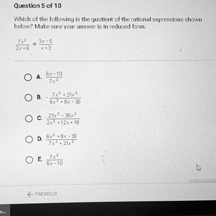 SOLVED: "Which of the following is the quotient of the rational ...