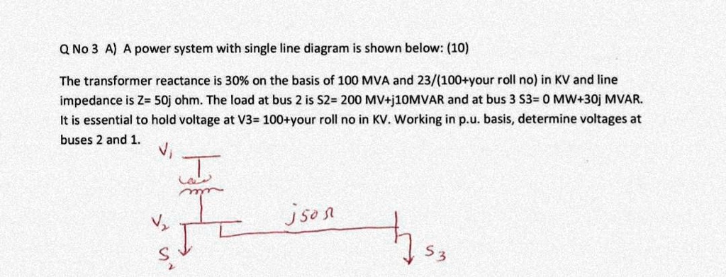 SOLVED: Q No 3 A) A power system with a single line diagram is shown below: (10) The transformer ...
