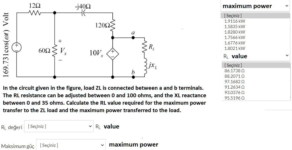 SOLVED: In the circuit given in the figure, load ZL is connected ...