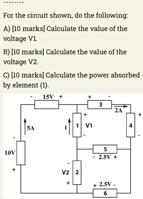 For the circuit shown, do the following: A) [10 marks] Calculate the value of the voltage V1. B ...