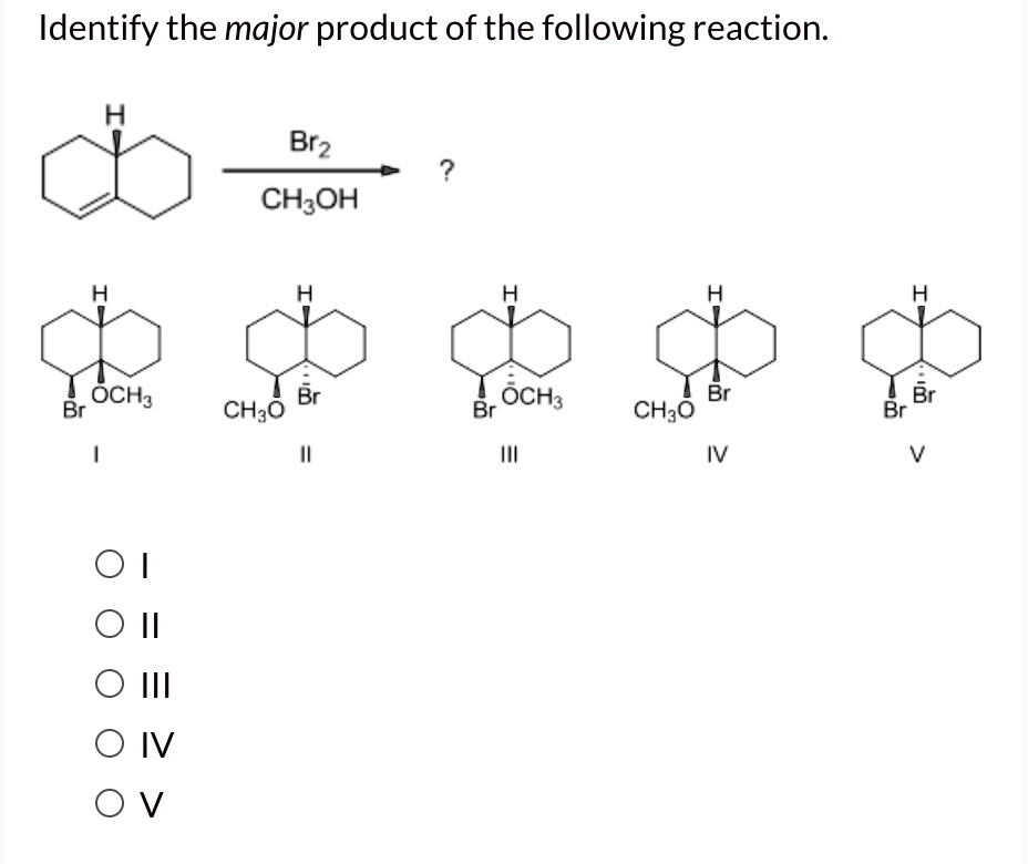 SOLVED: Identify the major product of the following reaction: Br2 ...
