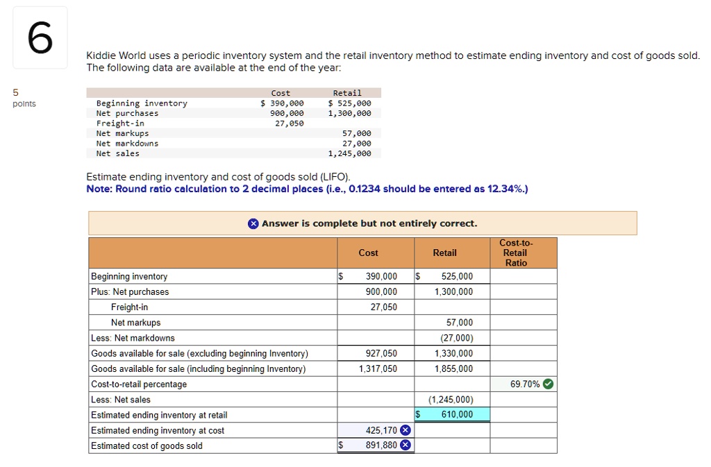 SOLVED: Kiddie World uses a periodic inventory system and the retail ...