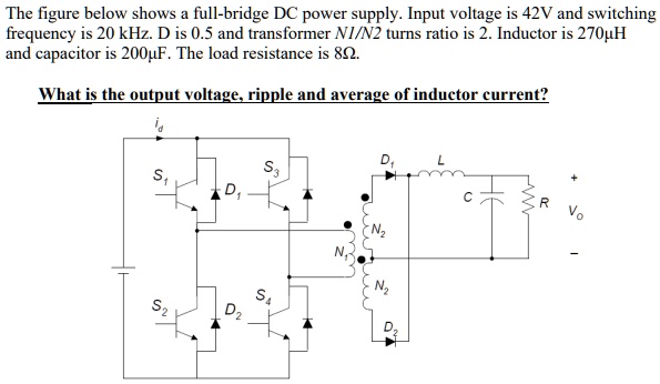 The figure below shows a full-bridge DC power supply. Input...