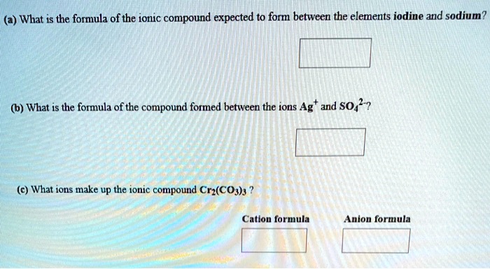 SOLVED: (a) What is the formula of the ionic compound expected to form ...