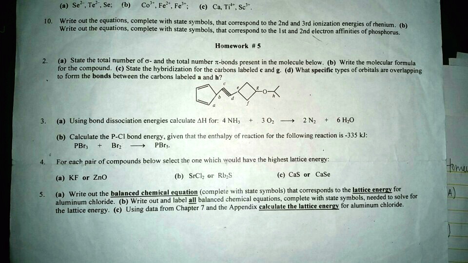 SOLVED: (a) Se2 Te2 Se2; (b) Co2 Fe2+ Fe2+ (c) Ca2+ Ti4+ Sc3+ 10. Write ...