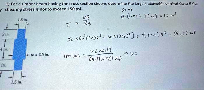 SOLVED: For a timber beam having the cross section shown, determine the largest allowable ...