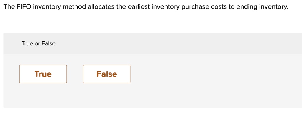 The FIFO inventory method allocates the earliest inventory...