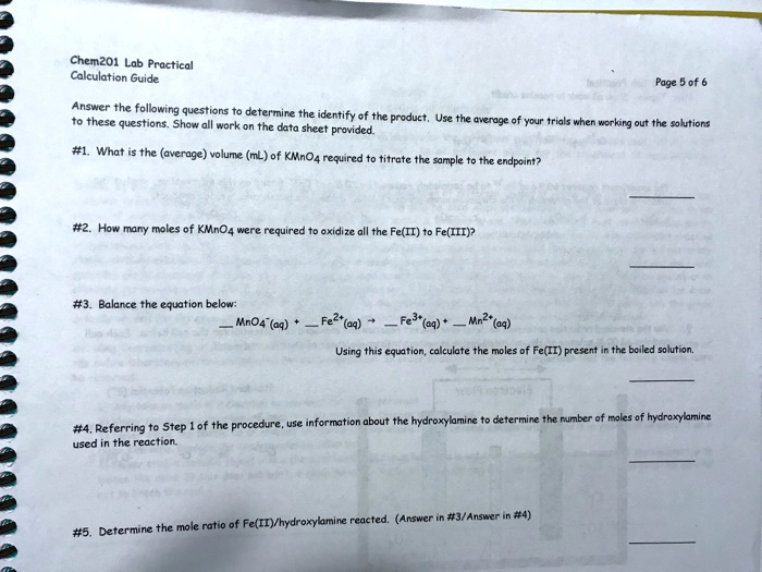 SOLVED: Chemzo1 Lab Practical Calculation Guide Paae ] 0t Answier the ...