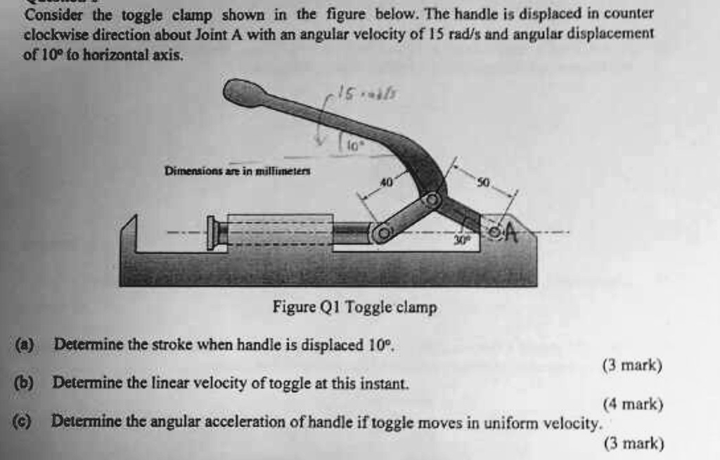 Consider the toggle clamp shown in the figure below. The handle is ...