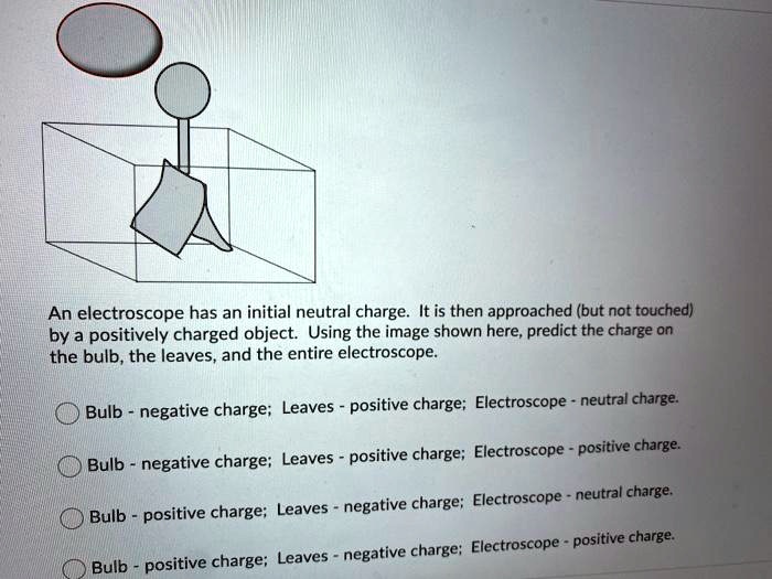 an electroscope has an initial neutral charge it is then approached but not touched by a ...