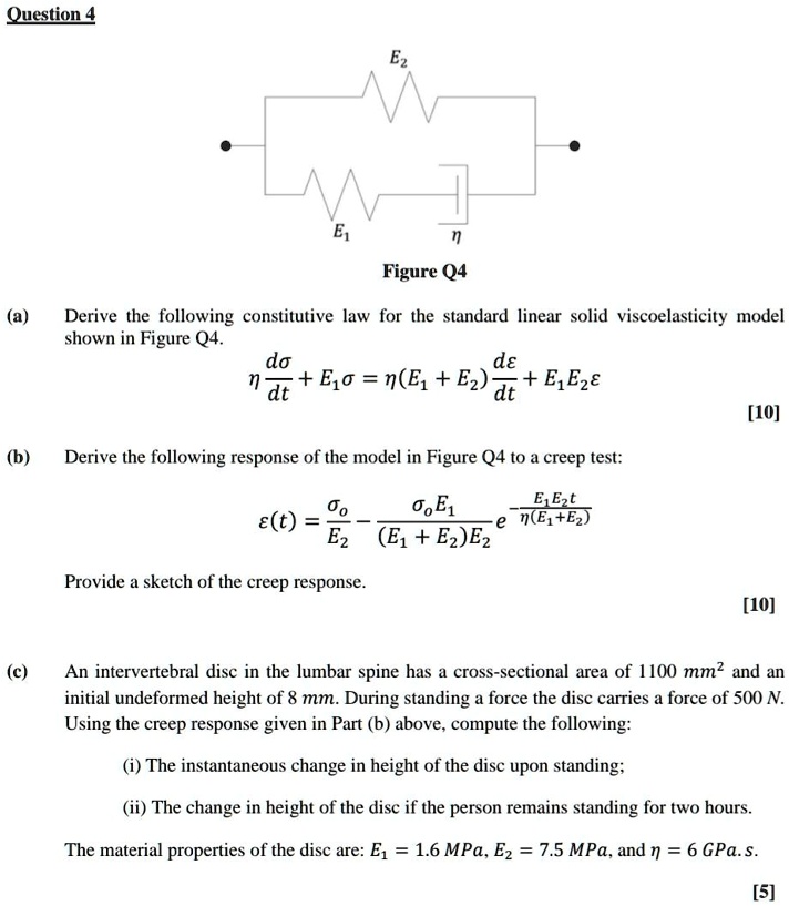 SOLVED: Question 4 (a) Derive the following constitutive law for the standard linear solid ...