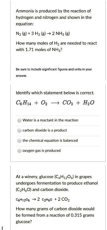 SOLVED: Ammonia is produced by the reaction of hydrogen and nitrogen and shown in the equation ...