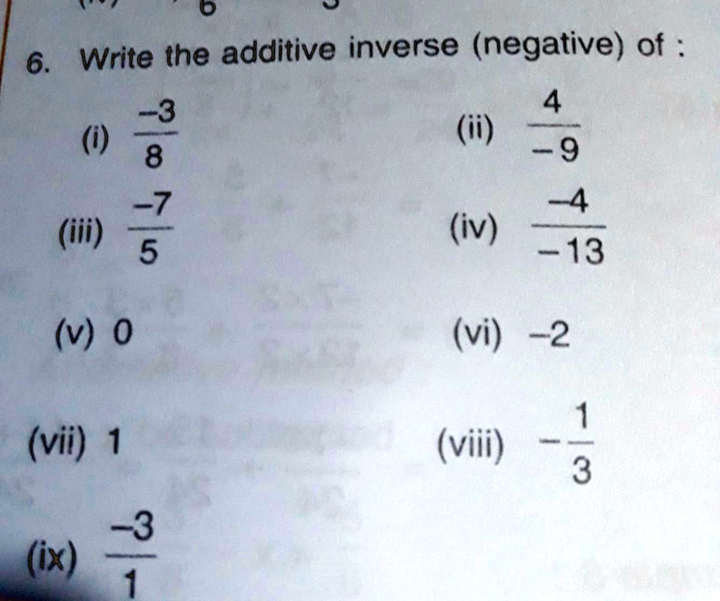 SOLVED: 'write the additive inverse(nagativ)of'