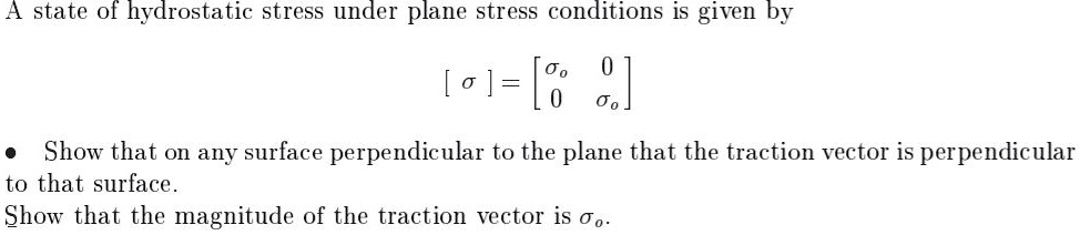 SOLVED: A state of hydrostatic stress under plane stress conditions is ...