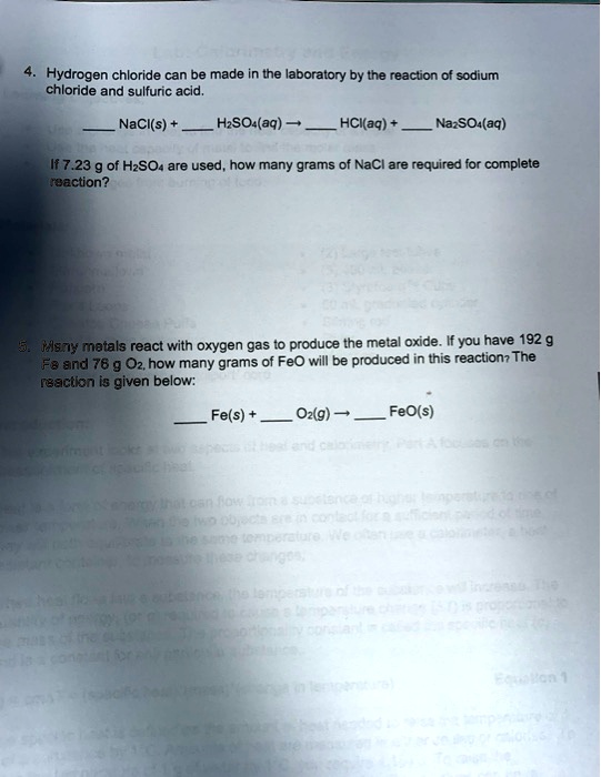 SOLVED: Hydrogen chloride can be made in the laboratory by the reaction of sodium chloride and ...