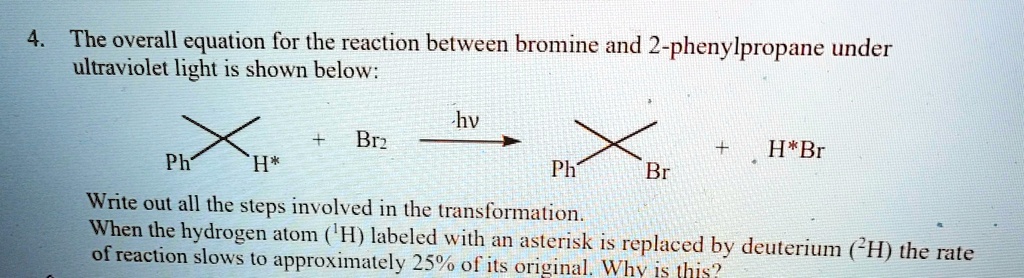 SOLVED: The overall equation for the reaction between bromine and 2 ...