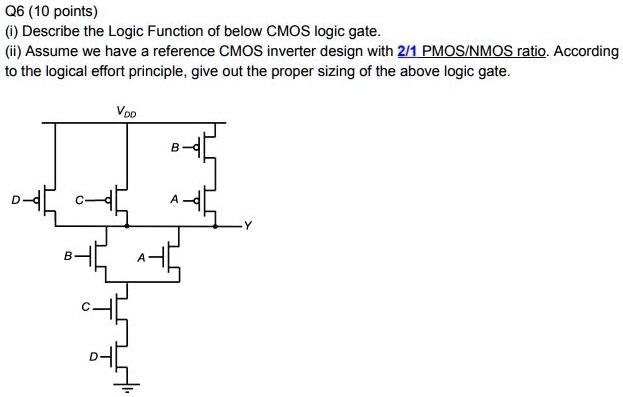 Q6 (10 points) (i) Describe the Logic Function of below CMOS logic gate ...