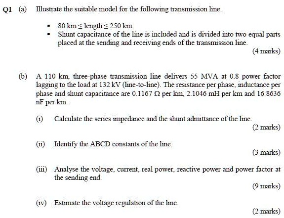 SOLVED: Illustrate the suitable model for the following transmission ...
