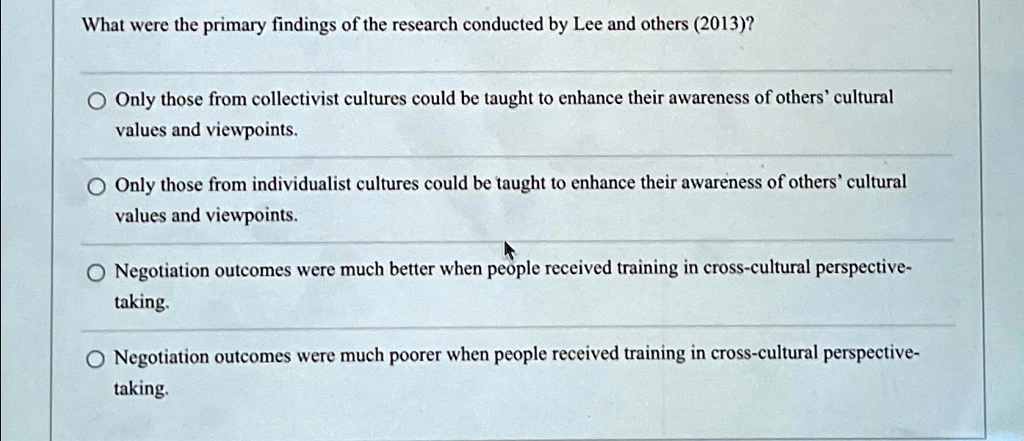 What were the primary findings of the research conducted by Lee and ...