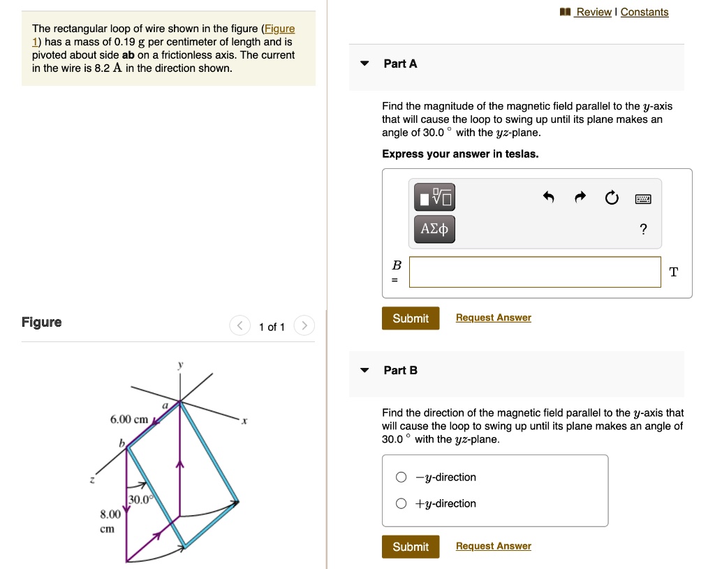 SOLVED: Review Constants The rectangular loop of wire shown in the ...