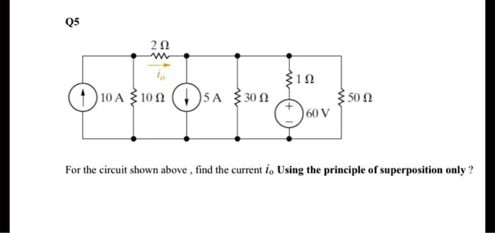 SOLVED: Q5 UI 0A10 30 For the circuit shown above, find the current I using the principle of ...