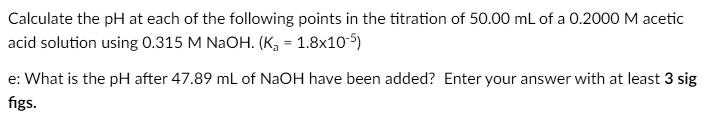 SOLVED: Calculate the pH at each of the following points in the titration of 50.00 mL of a 0. ...