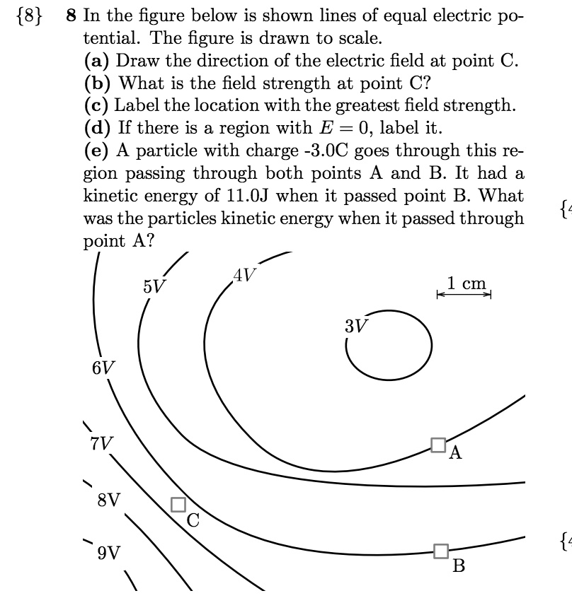 8 8 in the figure below is shown lines of equal electric po tential the ...