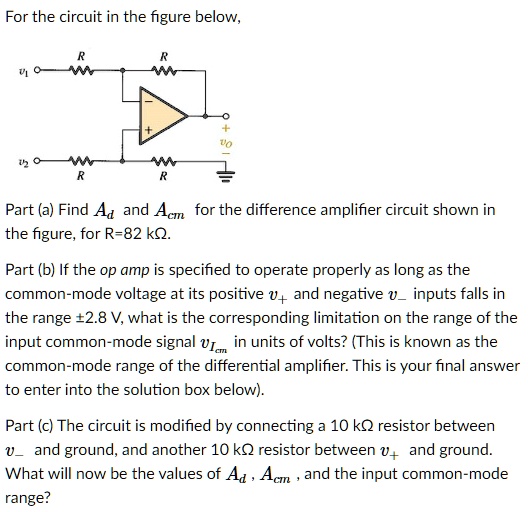 for the circuit in the figure below part a find ad and acm for the ...