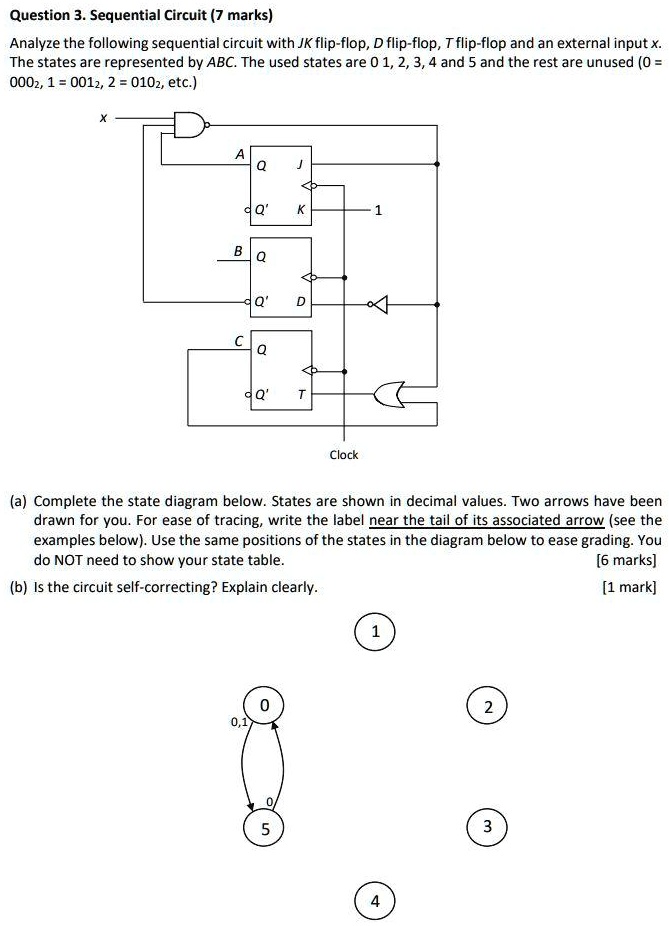 SOLVED: Question 3. Sequential Circuit (7 marks) Analyze the following sequential circuit with ...