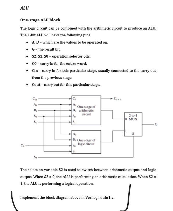 SOLVED: One Stage of Arithmetic Circuit One Stage of Logic Circuit ...
