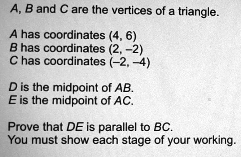 a b and c are the vertices of a triangle a has coordinates 4 6 b has ...