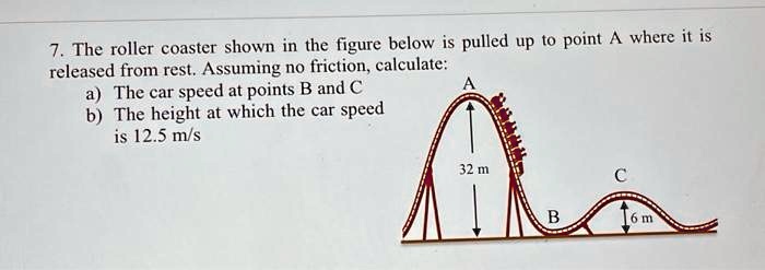 7. The roller coaster shown in the figure below is pulled up to point A ...