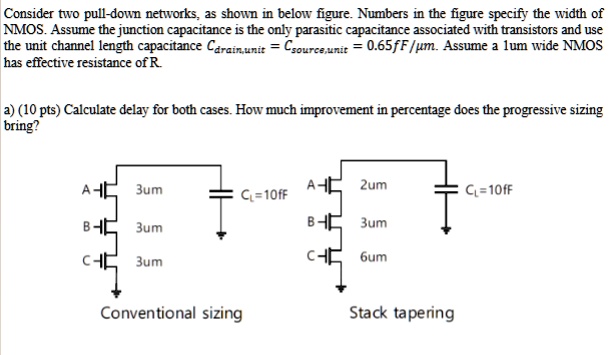 SOLVED: Consider two pull-down networks, as shown in the figure below ...