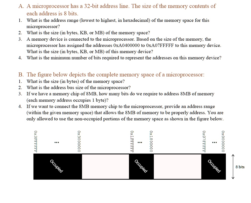 Solved: A. A Microprocessor Has A 32-bit Address Line. The Size Of The 