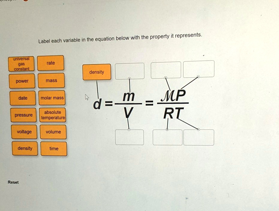 SOLVED: Label each I variable in the equation belowwilh (he property it ... SOLVED: Label each I variable in the equation belowwilh (he property it ...