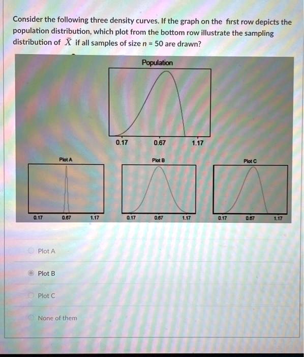 Consider the following three density curves. If the graph on the first row depicts the ...