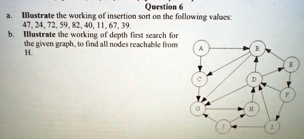 a. Illustrate the working of insertion sort on the following values: 47 ...